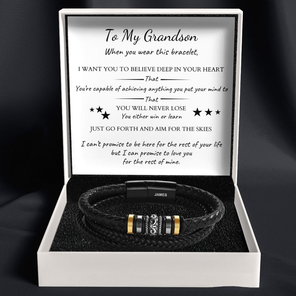 To My Grandson – ‘Love You Forever’ Personalised Name Bracelet – Ellie Grace